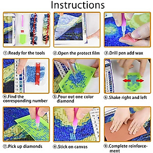 HADEEONG 5D Full Drill Diamond Painting Kit, DIY Round Diamond Rhinestone Painting Kits Painting Cross Stitch Embroidery Pictures Arts Craft for Home Wall Decor (15.7x11.8 Inch, Angel Girl)