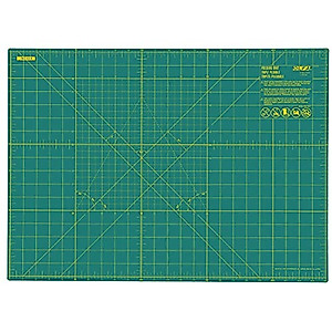OLFA 17" x 24" Folding Cutting Mat (FCM-17x24) - Self Healing 17x24 Inch Foldable Rotary Mat with Grid for Quilting, Sewing, Fabric & Crafts, Use with Rotary Cutters & Fixed Blade Knives (Green)