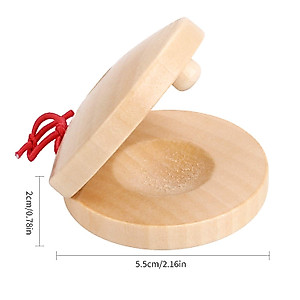 Licogel Wooden Castanet Percussion Instrument - 12PCS Hand Finger Castanets Party Favors Spanish Wood Castanets Classroom DIY Rhythm Music Musical Instrument for Kids Children Adults