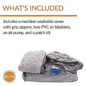 K&H PET PRODUCTS Air Sofa Inflatable Dog Bed, Lightweight Air Mattress Pet Bed, Indoor/Outdoor Bed for Seniors, Camping, Travel and More, Gray/Geo Flower Medium 27 X 36 Inches