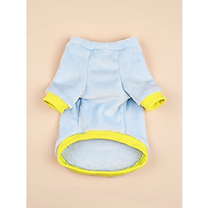 QWINEE 2Pcs Dog Plush Sweatshirt with Hat Set Lovely Dog Shirt Costume for Puppy Small Medium Dogs Kitten Cats Blue M