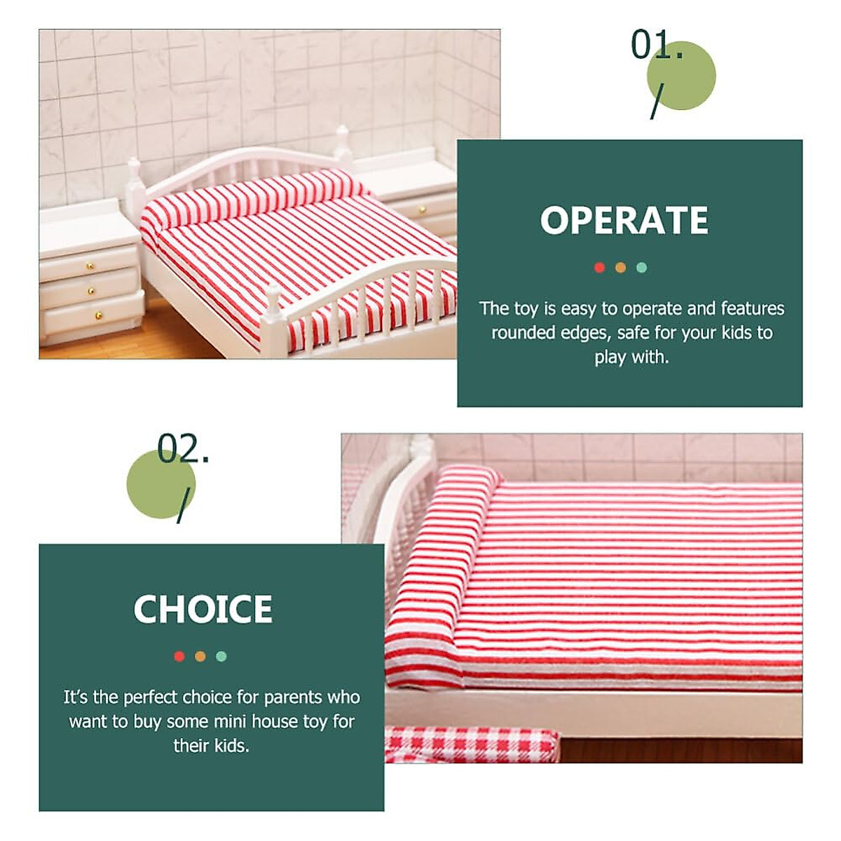 Totority Wooden Dollhouse Bed - 1: 12 Doll House Furniture Miniature Dollhouse Tabletop Accessories Dollhouse Furniture Mini Furniture