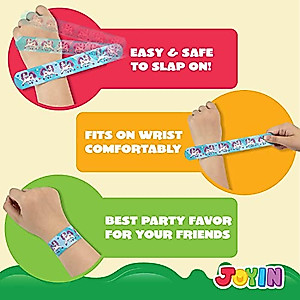 JOYIN 144 Pcs Slap Bracelets for Kids Bulk Wristbands with Animals, Friendship, Heart Print 36 Designs, for kids Easter Party Favors, Valentine Classroom Prizes Exchanging Gifts