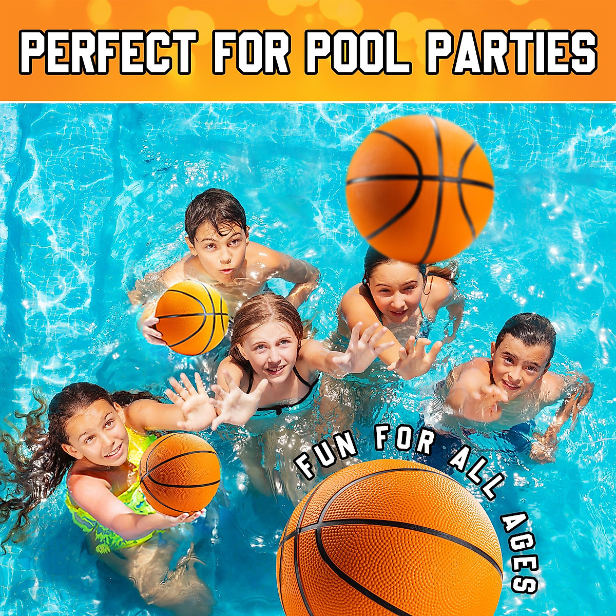 Bedwina Mini Basketball - 7 Inch, Size 3 (Pack of 4) - Mini Hoop Outdoor Set & Indoor for Small Basketball Hoops & Pool Parties - Kids Sports Party Favors