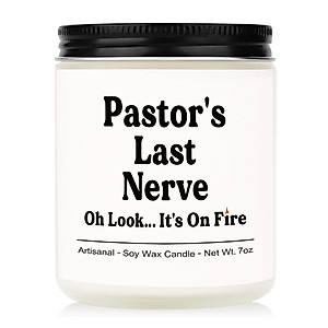 Craftique Funny Pastor Appreciation Gifts, Pastor Gifts for Men Women- Handmade Scented Candle- Birthday Retirement Ordination Christmas Gifts for Pastor, Gift for Pastor Appreciation Day, 7oz