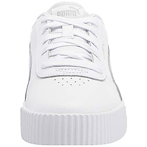 PUMA Unisex Child Carina Sneaker, Puma White-puma White-gray Violet, 7 Big Kid US