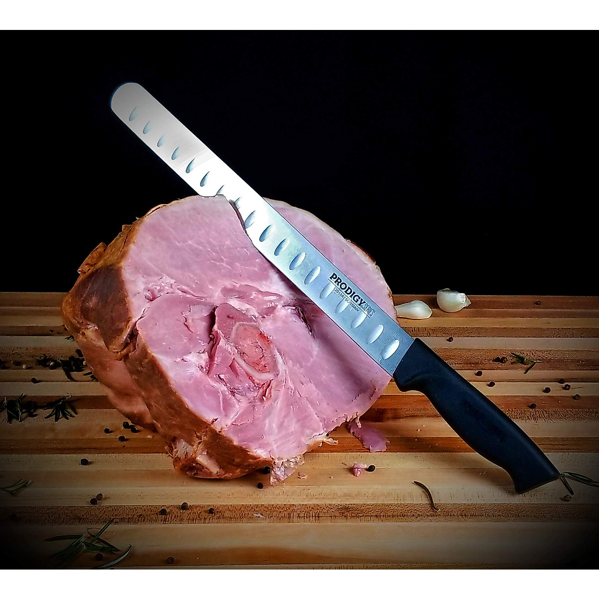 Ergo Chef Prodigy Series Cutlery 12-Inch Slicer Brisket slicing knife Turkey Carving Knife with Hollow Grounds and Edge Guard