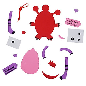 4E's Novelty Valentines Monster Craft Ornament (12 Pack) Foam Valentines Day Crafts for Kids Classroom DIY Card Activity Bulk - Individually Wrapped