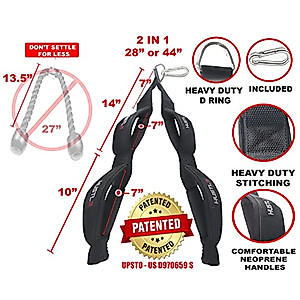 Hustle Athletics Tricep Rope Cable Attachments for Gym Use - Perfect Gym Equipment for Home/Gym Accessories - Multi Workout Rope Cable Machine Attachment -Best Gym Rope Grip with 4 Anti-Slip Handles