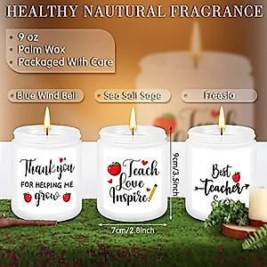 3 Pcs Teacher Appreciation Gifts Graduation Best Teacher Ever Thank You for Helping Me Grow Teacher Love Inspire Teacher Gift Scented Jar Candles for Women Men from Student, 9 Oz, 3 Scents
