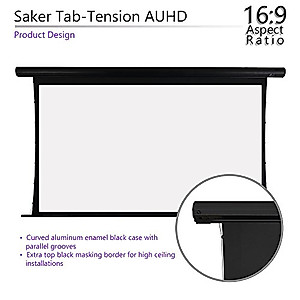 Elite Screens Saker Tab-Tension AcousticPro UHD Series, 100" Diagonal 16:9, 4K/8K Ultra HD Electric Sound Transparent Perforated Weave Drop Down Front Projector Screen, SKT100UH-E24-AUHD