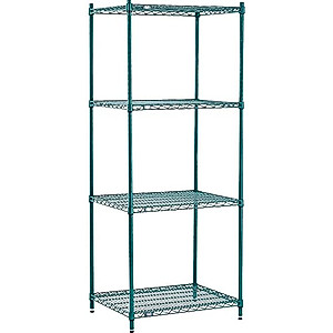 Nexel Poly-Green Adjustable Wire Shelving Unit, 4 Tier, Heavy Duty Commerical Storage Organizer Wire Rack, 24" x 30" x 74", Green