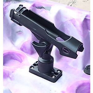 New Upgrade 360 Degrees MiniPort Fishing Rod Holder with Mini Rod Holder,Rod Holder with Track Mounting Base Kit with Installation Accessories and Tools (Rectangle Base and Fishing Rod Socket)