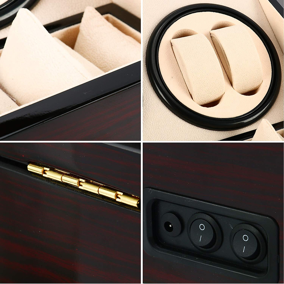 Homend Luxury 4+6 Automatic Watch Winder Deluxe Wooden Dual Automatic Motor Rotating Watches Display Storage Box