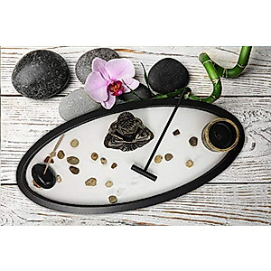 Japanese Zen Garden Kit Home Decor - Buddha Incense Stick Holder Office Desk Accessories - Zen Garden Sand Corner Desk Office Decor - Buddha Statue Table Top - 13.5" x 6.25" x 5"