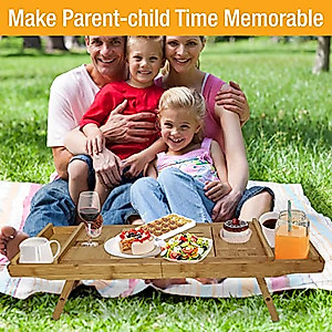 Lifestyle Expandable Bath Tub Tray - A Lovely Expandable Wooden Tray with Space for Wine Glass, Book/iPad Stand, Towels, and Bathing Gel. Great for Relaxation After Works and Family Activities.