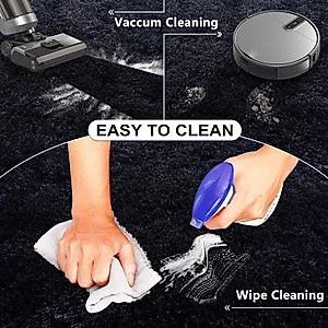 Soft Black Rugs for Bedroom Living Room, 4x6 Feet Modern Indoor Fuzzy Shaggy Area Rug, Non-Slip Fluffy Furry Rug for Nursery Kids Room Dorm Room Home Decor, High Pile Plush Floor Carpet