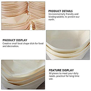 Hemoton 100pcs Bamboo Wooden Boat Disposable Sushi Boat Wooden Boat Serving Tray Sushi Tray Food Container Wood Bowl Cake Tool 3inch