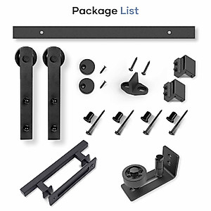 EaseLife 5 FT Sliding Barn Door Track and Handle Hardware Kit,Heavy Duty,Straight Pulley,Slide Smoothly Quietly,Easy Install (5FT Track Kit for 24"~30" Wide Single Door)