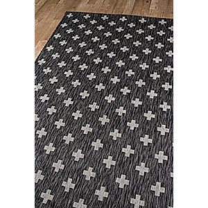 Novogratz by Momeni Villa Collection Umbria Indoor/Outdoor Area Rug, Charcoal, 3'3" x 5'0" Size Mat for Living Room, Bedroom, Dining Room, Nursery, Hallways, and Home Office