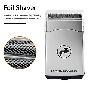 Electric Shavers for Men, Mens Beard Electric Shaver, Cordless Metal Double Shaver, Wet Dry Trimming Mini Travel Beard Home Washable Razor