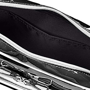 PUMA J20072 ECLA Horizontal Enamel Mini Shoulder Bag, Ella Enamel Mini Shoulder Bag, Horizontal Type, Black White