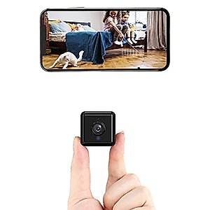 WAXOXIH Mini Spy Camera WiFi Hidden Camera Night Vision 4K HD Spy Nanny Cam for Home Security Easy Set Wireless Indoor Smallest Camera with Motion Detection IP Camera Remote Viewing