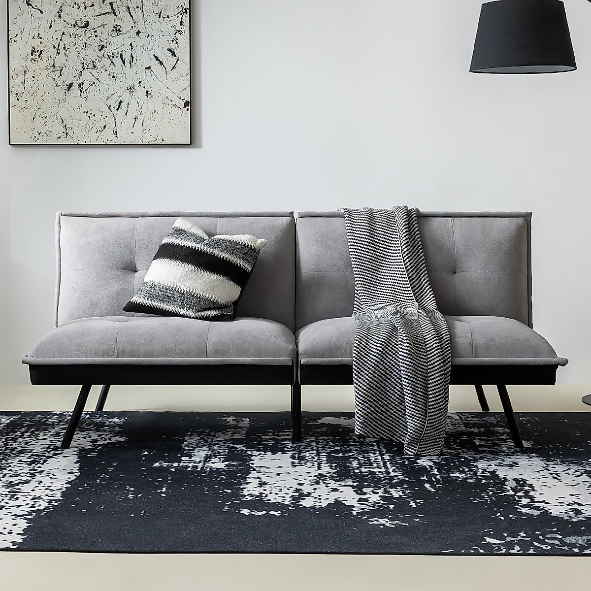 Futon Sofa Bed, Memory Foam Futon Convertible Couch Bed Sleeper, Futon Couch with Adjustable Backrest, Multi-Functional Convertible Sofa Bed, Space-Saving Sleeper Sofa for Living Room, Grey-1