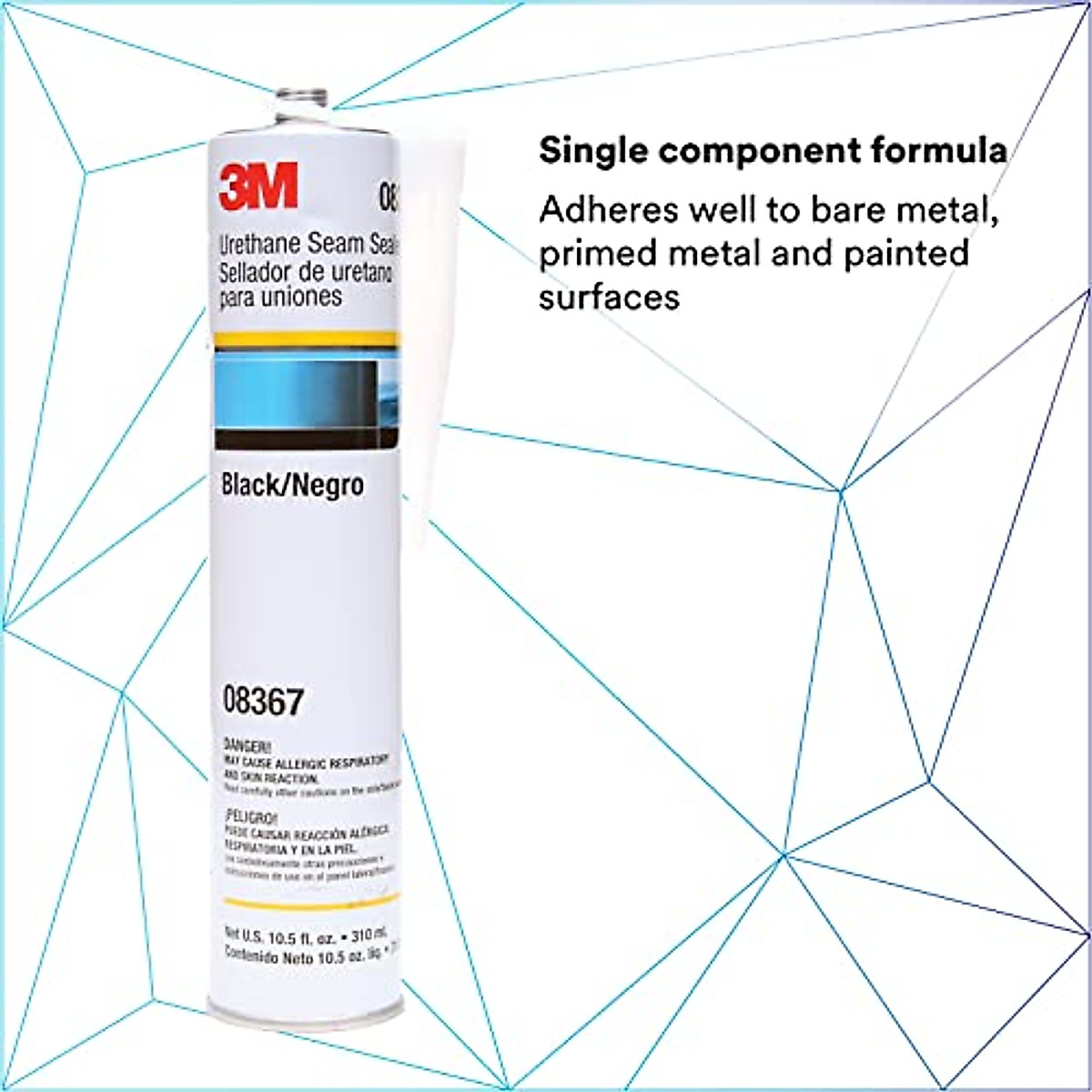3M Urethane Seam Sealer, 08367, Black Color, High Solids, Permanently Flexible, 310 mL/10.5 fl oz Cartridge