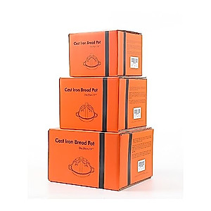 HAWOK Cast Iron Bread Cloche, Dia. 7.8inch/20cm, with Proofing Basket and Dough Scoring Knife, Sourdough Baking Pan Enameled Yellow