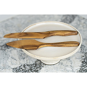 Teak Wood Cake Server and Knife Set - Cake Knife and Server Set - Cake Serving Set - Wooden Cake Server - Heavyweight & Light Toned with No Logo for Photoshoots, Wedding, Birthday, Gifts