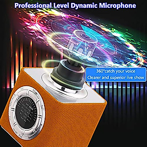 BONAOK Upgraded Wireless Bluetooth Karaoke Microphone with LED Screen, Portable Rechargeable Dynamic Mic and Speaker for Kids & Adults (D17 Orange)