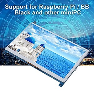 Sutinna LED Backlight 7 Inch Monitor True IPS HD Widescreen Upgraded Game Display No Driver 1024x600 for Raspberry Pi/BB Black