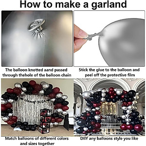 Graduation Party Decorations Maroon Black 2024/Burgundy Black Graduation Decorations Class of 2024/Burgundy Black Balloons/114Pcs Burgundy Silver Black Balloon Birthday Wedding/Maroon Black Birthday