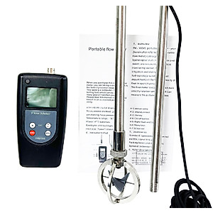 HFBTE Digital Water Velocity Meter River Velocity Meter Flow Rate Sensor for Open Channel Flow with Speed Range 0.01-5.00m/s LED Backlight Current Measurement Error ≤1.5% Pole Positioning Measurement