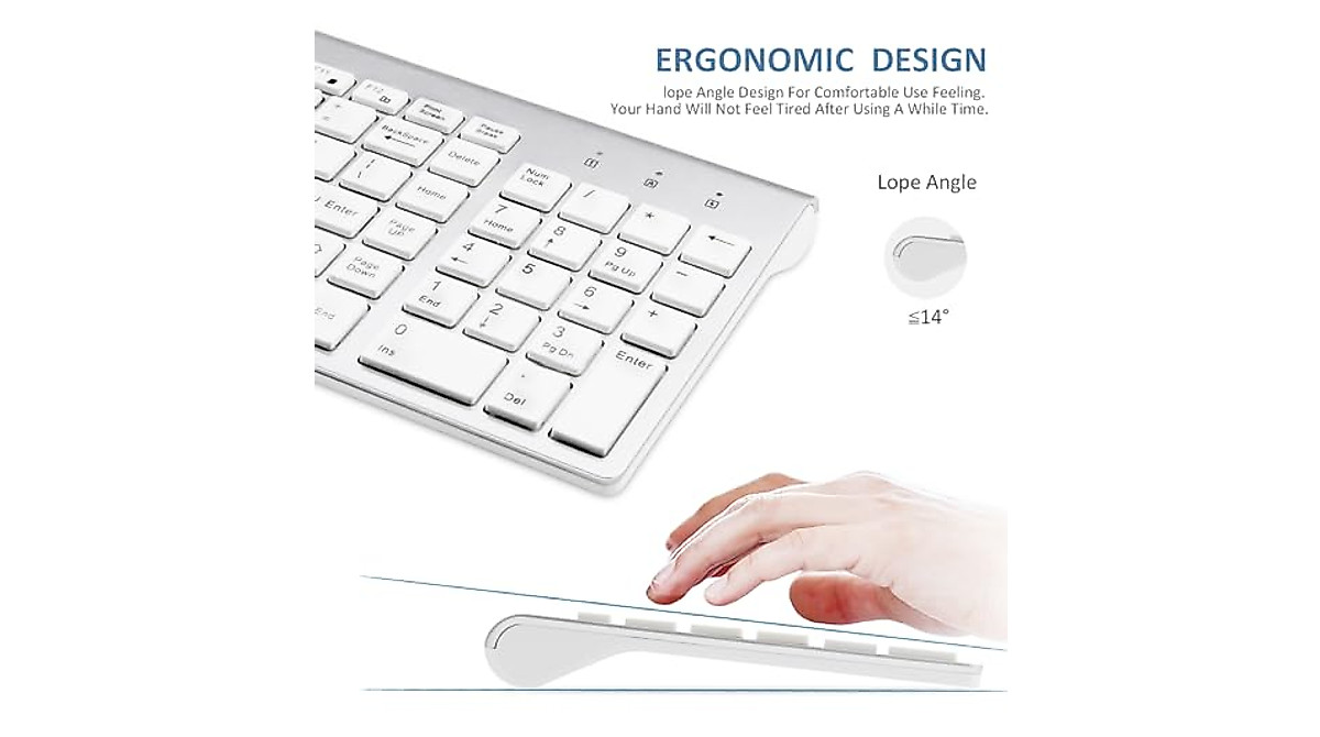 Quiet Slim Wireless Keyboard & Mouse | PC, Mac, Laptop