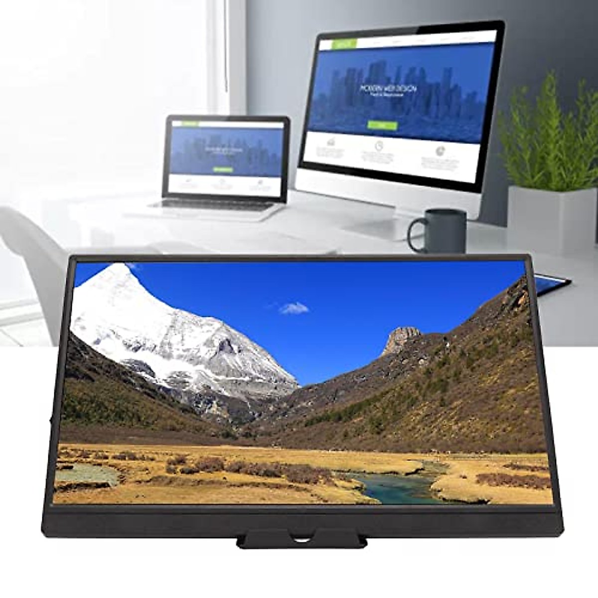 Zyyini Portable Monitor 1080P 17.3 Inch,IPS HDR HD Multimedia Interface.USB C Full Function,Built in Dual Speakers,Plug and Play,Lightweight,16:9,External Display for PS5 Phone PC Switch (Black)