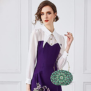 CORIOS Rhinestone Evening Bag for Women Sparkly Sequin Purse Bridal Wedding Handbag Glitter Shoulder Bag Crystal Clutch Bag Elegant Crossbody Bag for Wedding Banquet Cocktail Prom Party Green