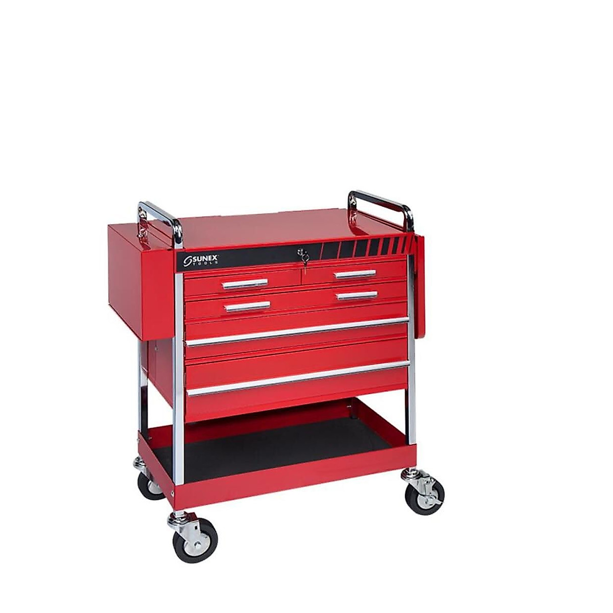 Sunex 8045 Professional 5 Drawer Service Cart with Locking Top- Red
