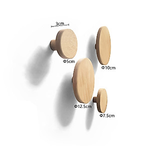 anaan Bubble Coat Hooks Wood Round Wall Hook Wooden Wall Mounted Hangers Clothes Scarf Hat Bag Towel Decoration Design Modern (Set of 4 Beech)