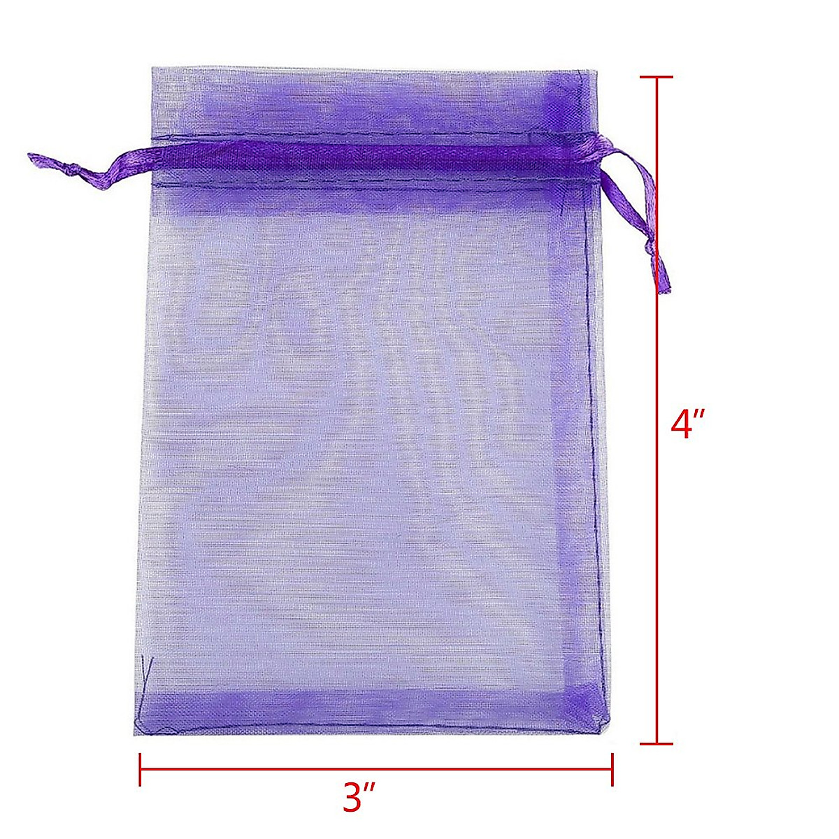 Boshen 100/200PCS Organza Gift Candy Sheer Bags Mesh Jewelry Pouches Drawstring Bulk for Wedding Party Favors Christmas (3" X 4"(100PCS), Purple)
