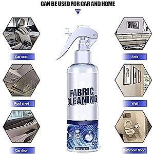 Car Interior Cleaning Agent Strong Detergent for Household Flannels Fabrics, Multi-Purpose Automotive Interior Fabric Cleaning Agent Spray, Car Leather Seat Cleaner Kit (100ml)