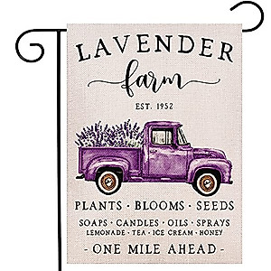 Welcome Lavender Truck Garden Flag Vertical Double Sized, Seasonal Summer Holiday Yard Outdoor Decoration 12.5 x 18 Inch