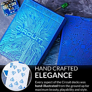 Circuit Ice Blue Playing Cards with Free Card Game eBook, Creative Deck of Cards, Premium Card Deck, Cool Poker Cards, Unique Bright Colors for Kids & Adults, Computer Themed, Black Playing Cards