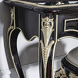 Dressing Table with Stool Mirror with 2 Drawers (Black)