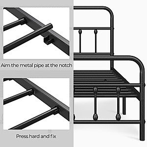 Yaheetech Classic Metal Platform Bed Frame Mattress Foundation with Victorian Style Iron-Art Headboard/Footboard/Under Bed Storage No Box Spring Needed Full Size Black