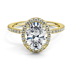 Blocaci Engagement Ring 2.5 CT Oval Shape Halo Moissanite Engagement Rings for Women Gold Plated Silver Free Engraving