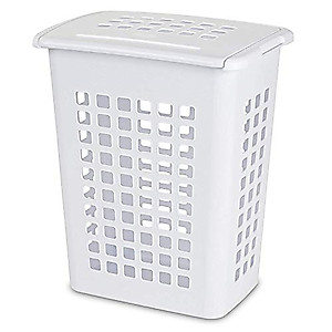 Sterilite Rectangular LiftTop Plastic Slim Laundry Hamper Basket Bin with Sturdy Rim and Lid for Easy Transportation and Storage of Laundry (8 Pack)