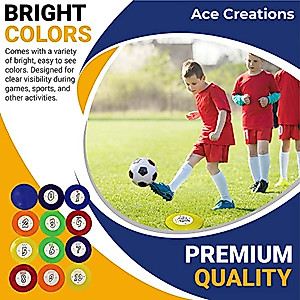 Set of 12 9-Inch Poly Vinyl Spot Markers Numbers 0-10 with 1 Blank in Spanish, French, English with Montessori Shapes for Classroom, Gym, Sports Teams, Preschool, Kindergarten, Elementary School