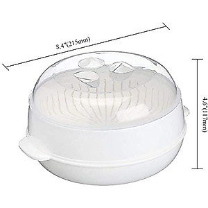 1-Tier Microwave Steamer Heating Steamer for Home Kitchen White (Round)